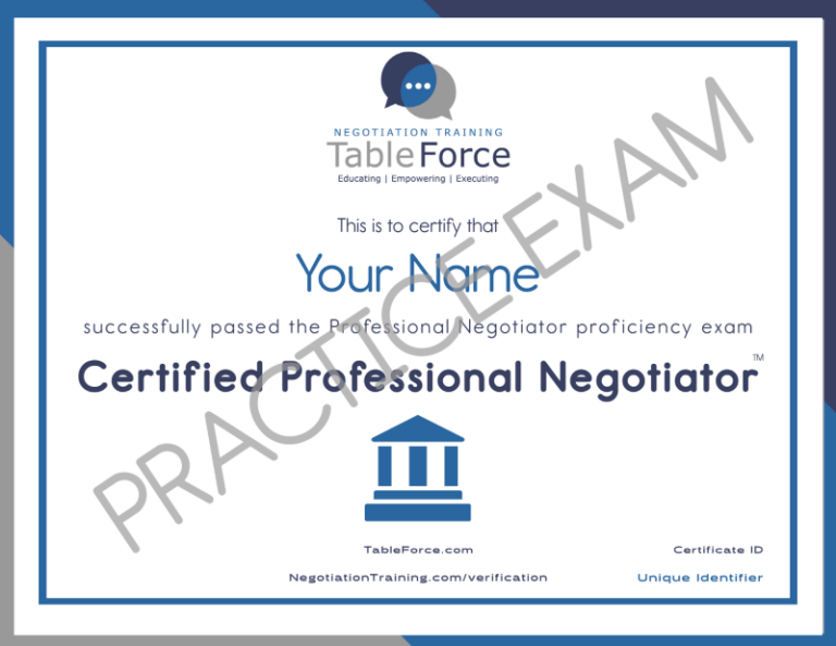 Exams and Negotiation Certifications: CPN